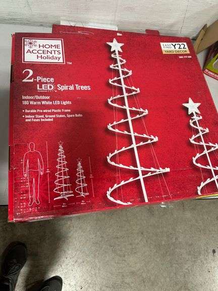 2-Piece LED Spiral Trees Holiday Yard Decoration - Lambrecht Auction, Inc.