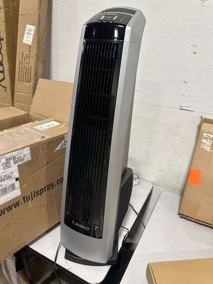 Lasko High Velocity 35 in. 3 Speed Gray Oscillating Tower Fan ...