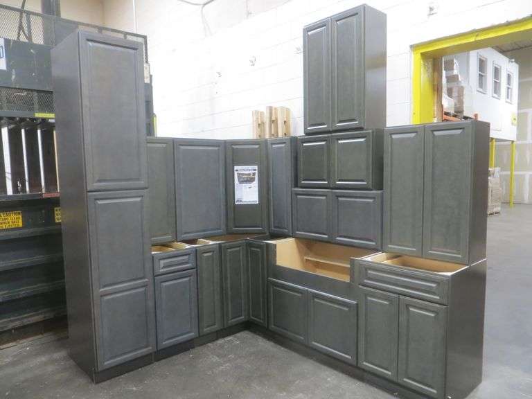 Newcastle Gray Kitchen Cabinet Set 10'x12' - Lambrecht Auction, Inc.