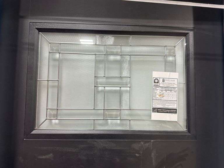 Feather River 36 in. x 80 in.Decorative Glass Black Fiberglass Prehung ...