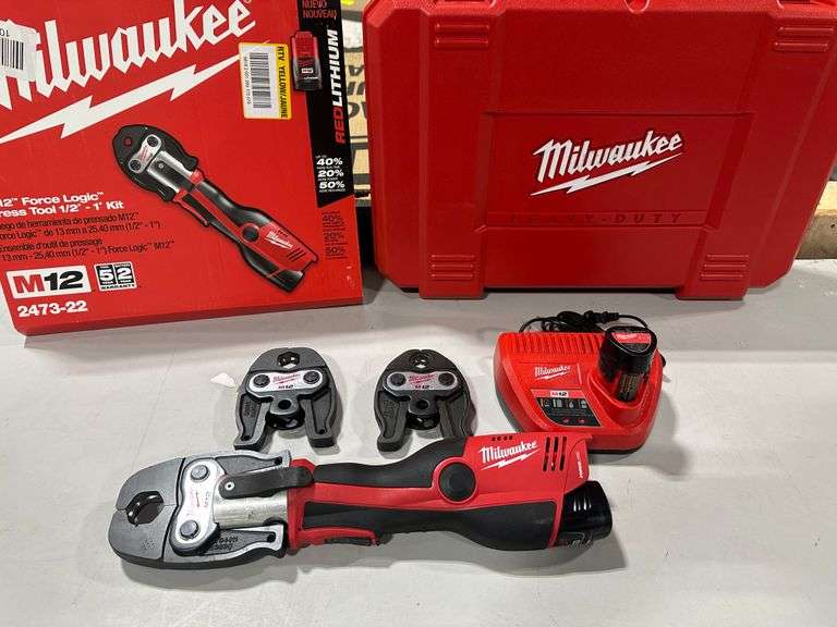 Milwaukee M12 12-Volt Lithium-Ion Force Logic Cordless Press Tool Kit 3 Jaws Included & Hard ...