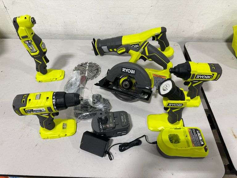 Ryobi ONE+ 18V Cordless 6-Tool Combo Kit with 1.5 Ah Battery, 4.0 Ah ...