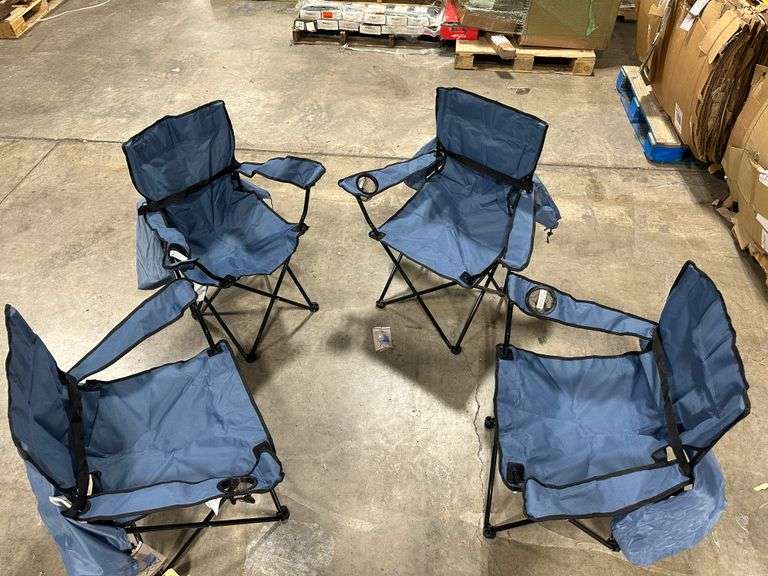 Basic Size Blue Metal Folding Chair (4x$) - Lambrecht Auction, Inc.