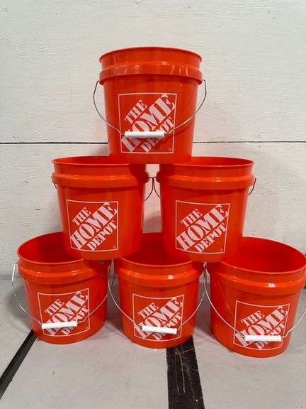 Home Depot 2 gal. Orange paint Bucket (x6) - Lambrecht Auction, Inc.