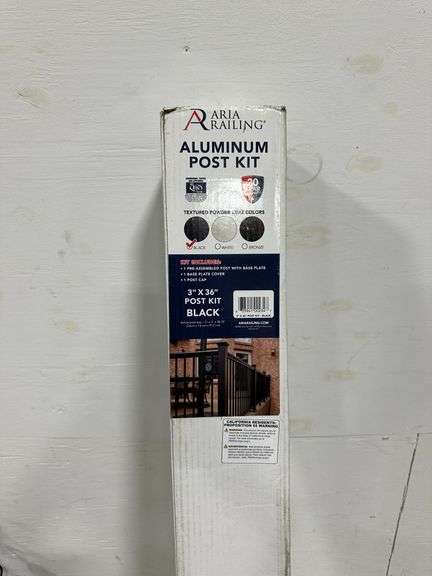 Aria Railing 3 in. x 3 in. x 36 in. Black Powder Coated Aluminum Deck ...