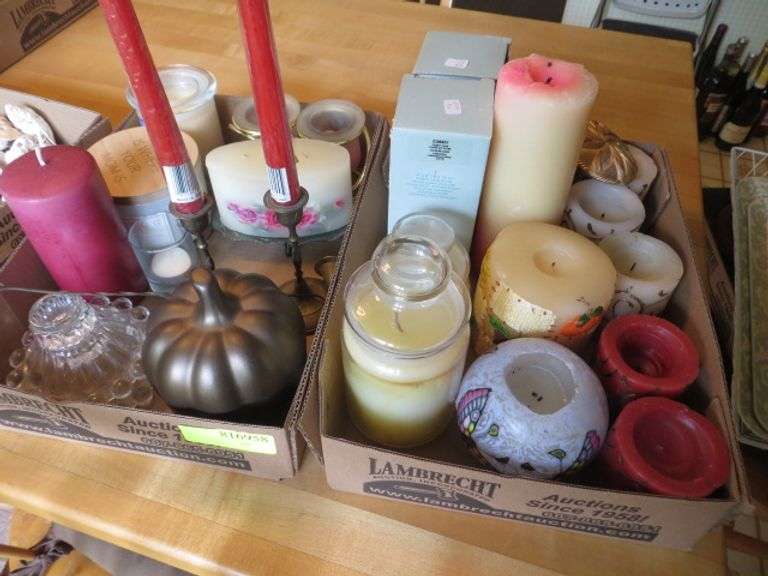 Assortment of Candles - See All Pics - 2 Boxes - Lambrecht Auction, Inc.