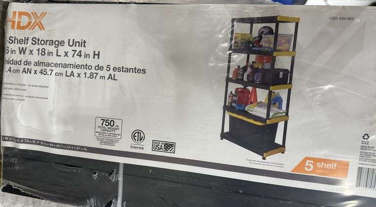 HDX 5-Tier Easy Assembly Multi-purpose Plastic Garage Storage Shelving ...