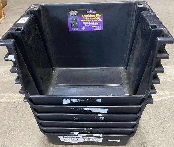 Black Stacking Bins 15"x15"x12" (6x$) - Lambrecht Auction, Inc.