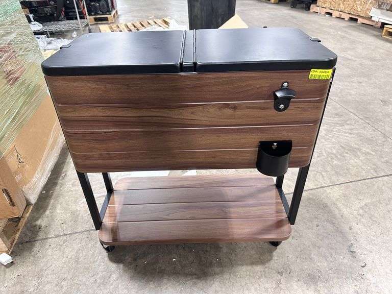 StyleWell 80 Qt. Brown Woodgrain Cooler - Lambrecht Auction, Inc.
