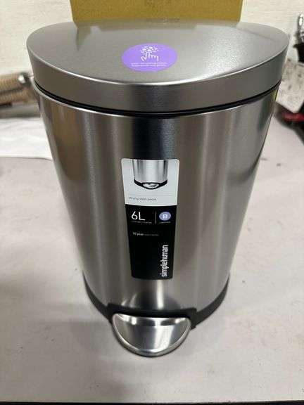 Simplehuman 6 Liter (1.6 Gal.) Fingerprint-Proof Brushed Stainless Steel Semi-Round Step-On ...