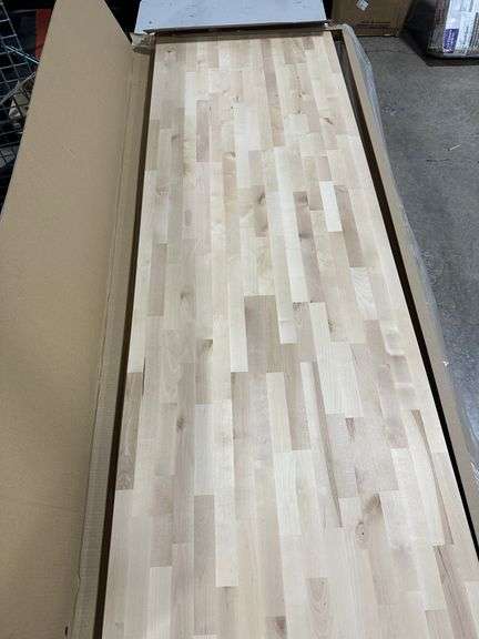 Hampton Bay 6 ft. L x 25 in. D Unfinished Hevea Solid Wood Butcher ...