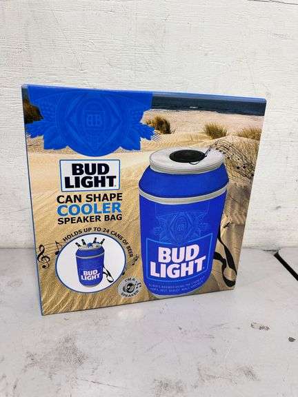 Bud Light Can Shape Cooler Speaker Bag - Lambrecht Auction, Inc.