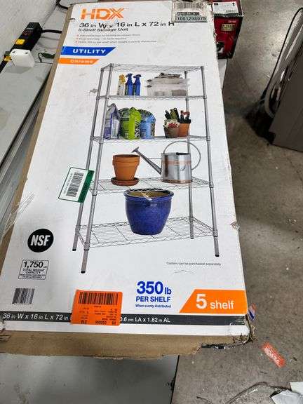 HDX 5-Tier Steel Wire Shelving Unit in Chrome-Damage - Lambrecht ...