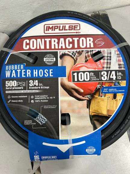 Impulse 3/4 in. x 100 ft. Commercial Grade Rubber Water Hose ...