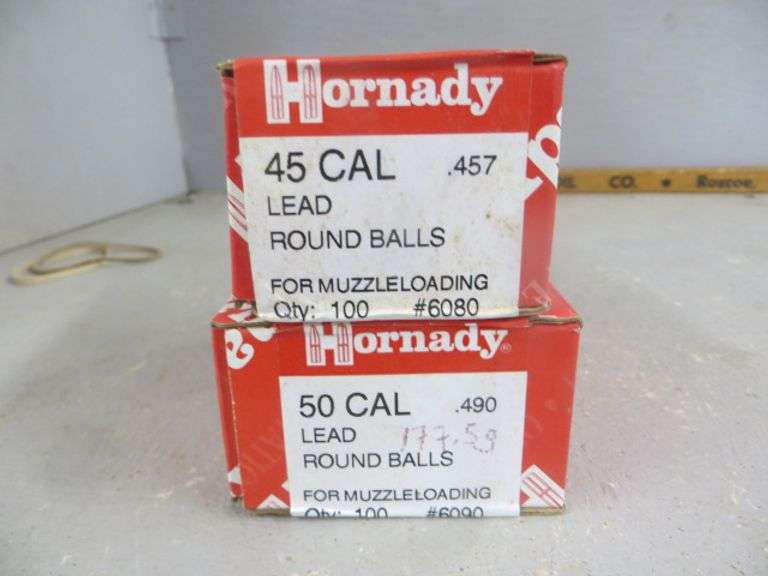 Bullets - Hornady .45 &.50cal Lead Round Balls 100/bx - .5cal box ...