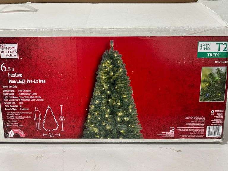 Home Accents Holiday 6.5 ft. Pre-Lit LED Festive Pine Artificial ...