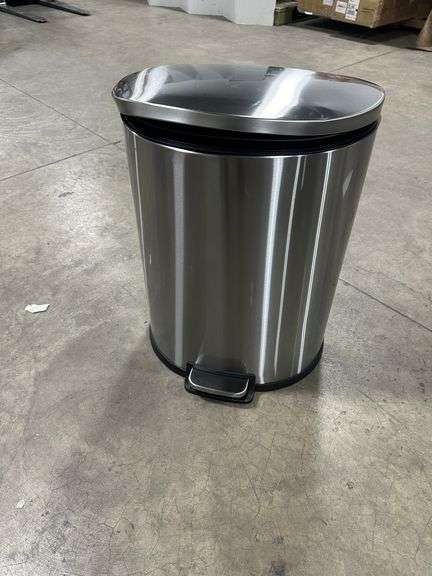 StyleWell SW 13 gal. Stainless Steel Step-On Trash Can D-Shaped ...