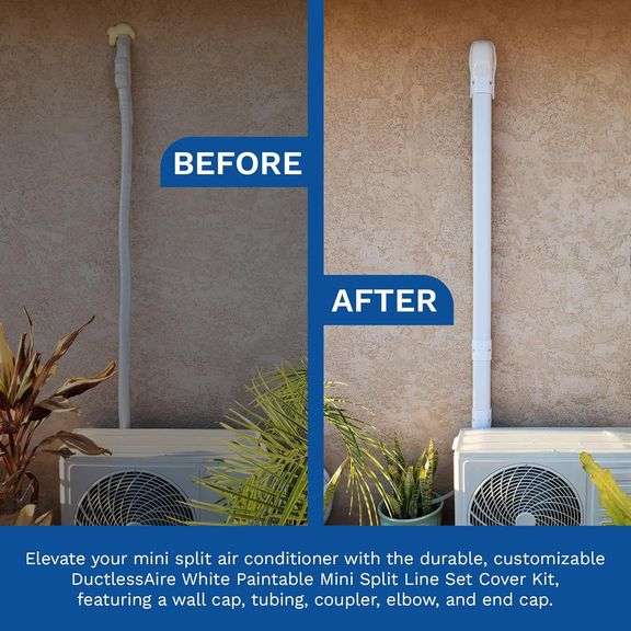 DuctlessAire White Paintable Mini Split Line Set Cover Kit - Weather ...