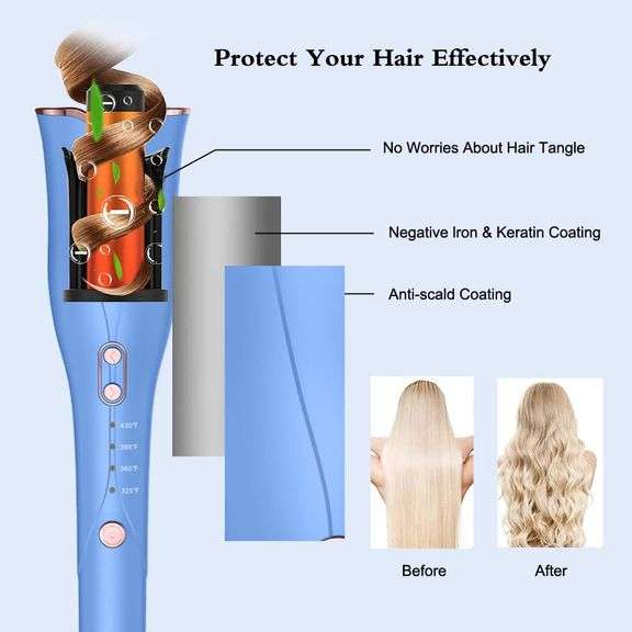 IAMFINE 1 Inch Automatic Curling Iron with 4 Temps & 3 Timer Settings ...