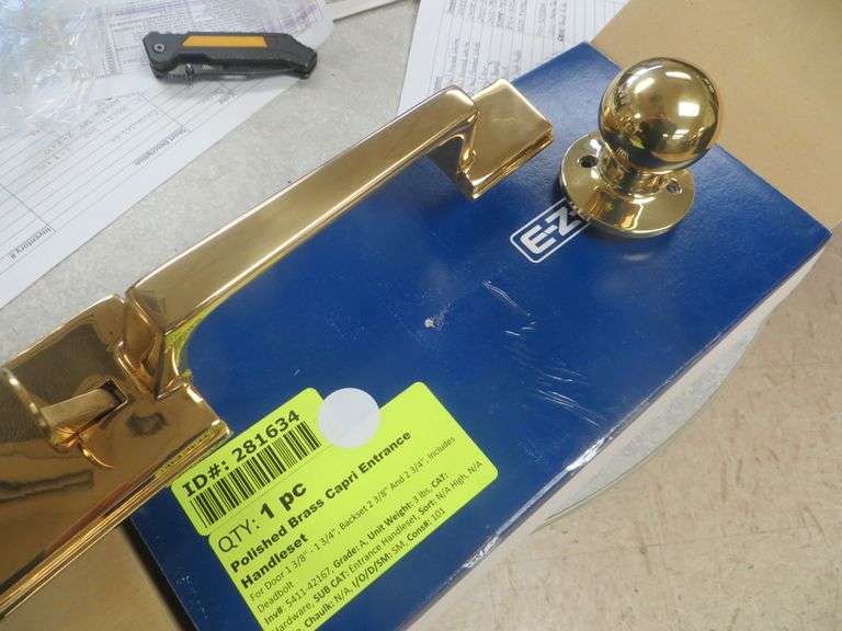 Polished Brass Capri Entrance Handleset - Lambrecht Auction, Inc.