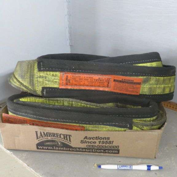 Two LiftAll 4"x 6' & 8' 23,000 lb. Slings - Lambrecht Auction, Inc.