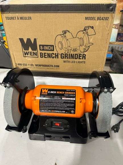 WEN BG4282 4.8-Amp 8-Inch Single Speed Bench Grinder with LED Work ...