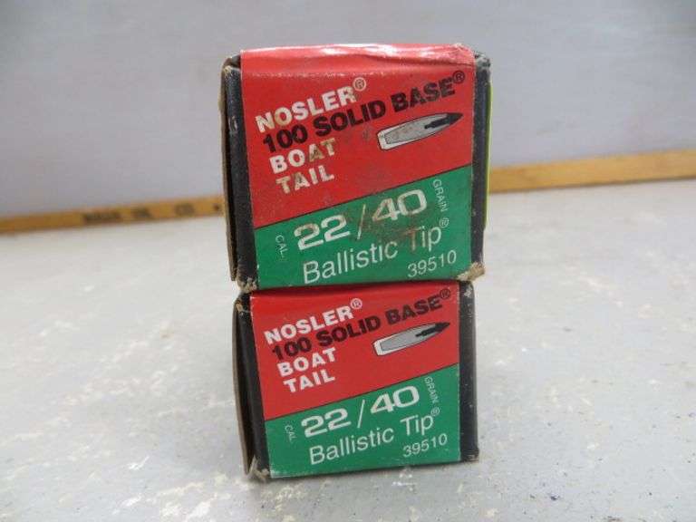 Bullets - Nosler .22cal 40gr 100 Solid Base Boat Tail Ballistic Tip ...