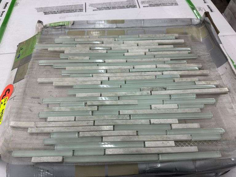 Blue And White Bullet Mosaic Tile 12"x12" - Lambrecht Auction, Inc.