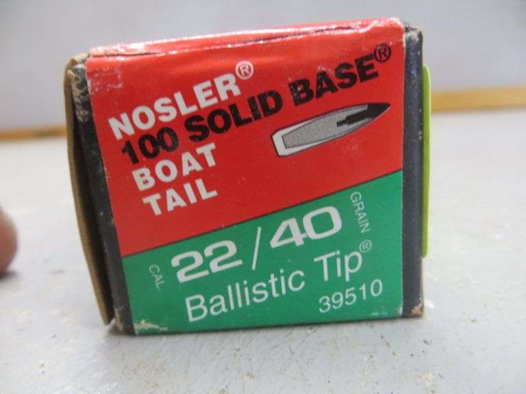 Bullets - Nosler .22cal 40gr 100 Solid Base Boat Tail Ballistic Tip ...