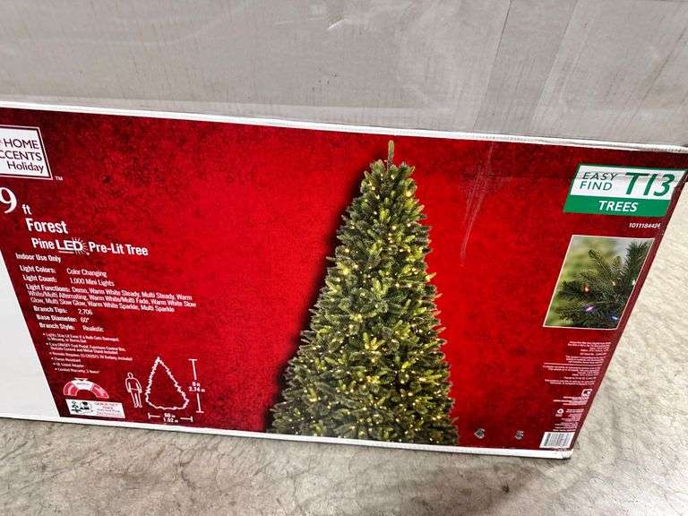 Home Accents Holiday 9 ft. Pre-Lit LED Forest Pine Artificial Christmas ...