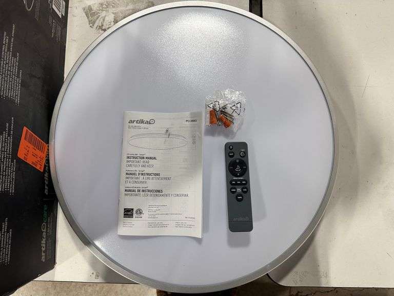 Artika Europa 21 in. 1-Light Modern Silver Integrated LED 3 CCT Flush ...