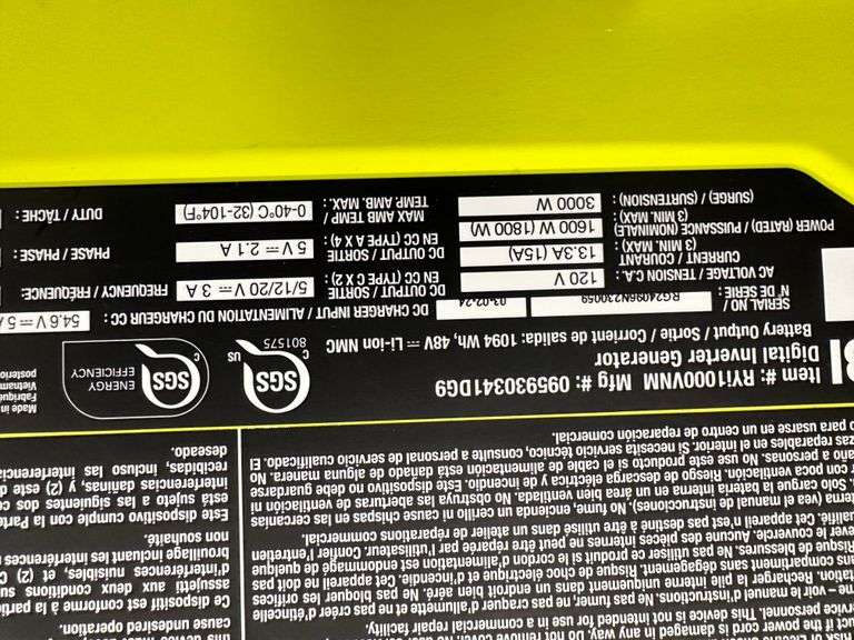 RYOBI 1800-Watt Continuous / 3000-Watt Peak Output Portable Battery ... RYOBI 1800-Watt Continuous / 3000-Watt Peak Output Portable Battery ...