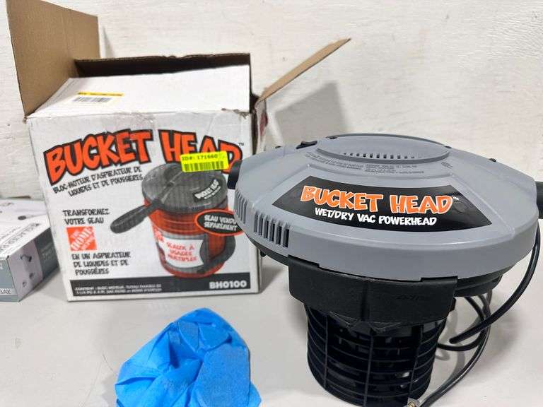 Bucket Head 5 Gallon 1.75 Peak HP Wet Dry Vacuum Powerhead Shop Vac ...