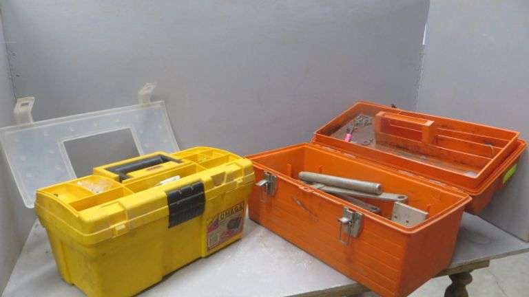 Plastic Tool Boxes w/ Assorted Small Tools & Machinist Stock - Lambrecht Auction, Inc.