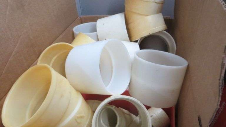 PVC Pipe Fittings & Wire Spools (3 boxes) - Lambrecht Auction, Inc.