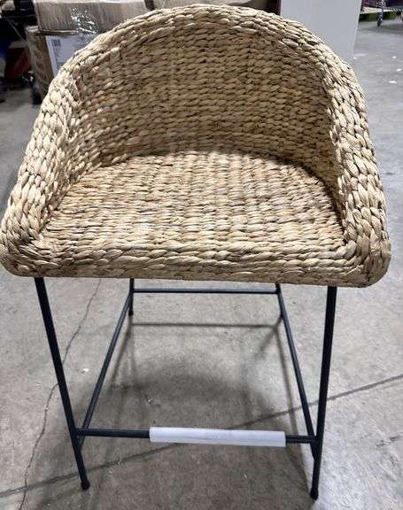 StyleWell 24 in. Natural Woven Hyacinth Counter Stool with Low Back ...