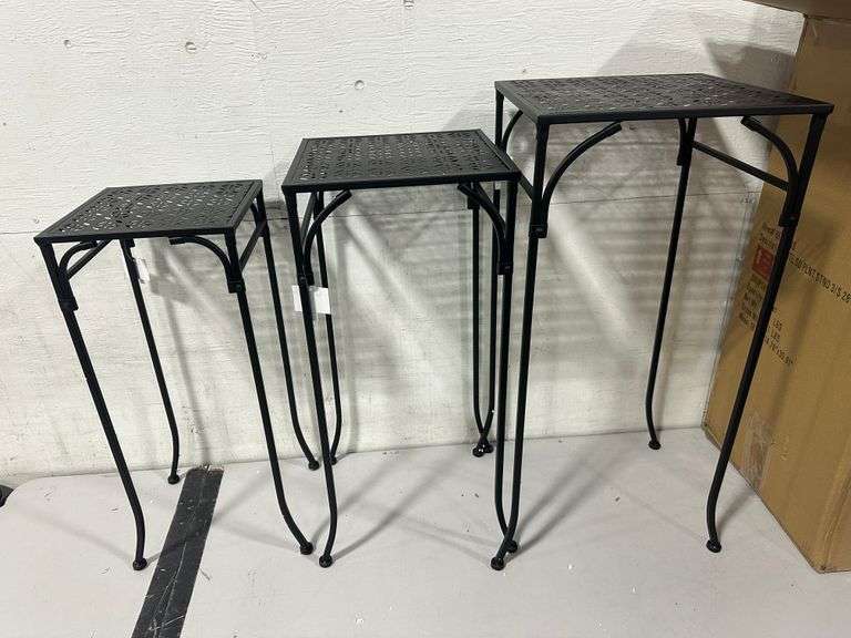 Litton Lane Square Indoor/Outdoor Black Metal Stands - 3 sizes ...