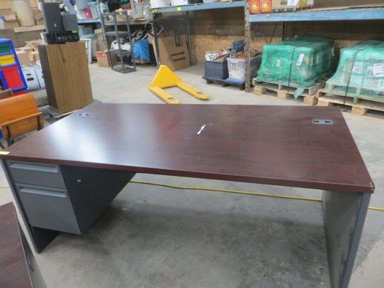 72x36" Two Drawer Office Desk - Lambrecht Auction, Inc.
