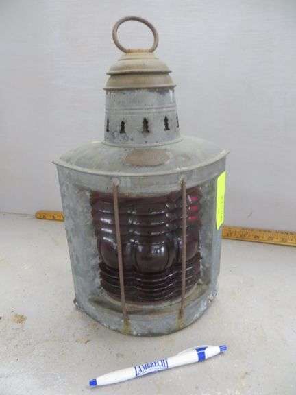 Triplex Ruby Shade Corner Lantern - Lambrecht Auction, Inc.