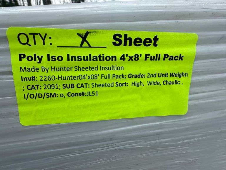 Poly Iso Insulation 4'x8' Full Pack - Lambrecht Auction, Inc.