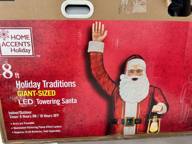 Home Accents Holiday 8 ft. Holiday Traditions Giant LED Towering Santa Holiday Yard Decoration ...
