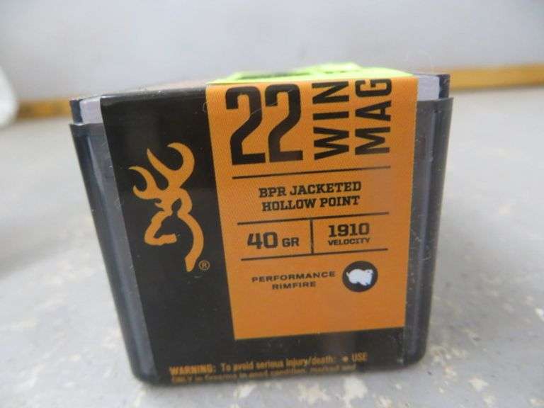 Ammo - Browning .22 Win Mag 40gr JHP 50/bx - Lambrecht Auction, Inc.