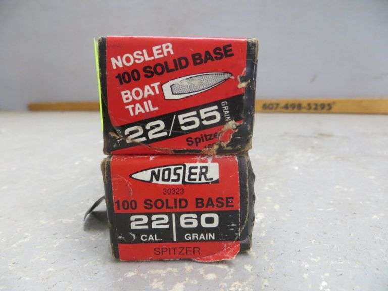 Bullets - Nosler .22cal 55 & 60gr 100 Solid Base Boat Tail Spitzer ...