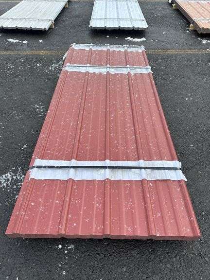 Colonial Red Corrugated Metal Panel 3'x8' - Lambrecht Auction, Inc.
