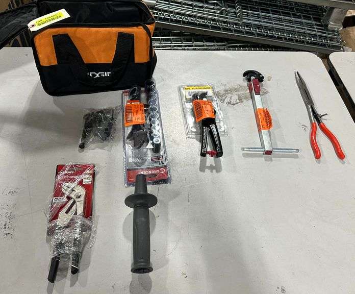 Assorted Tools With Rigid Tool Bag - Lambrecht Auction, Inc.