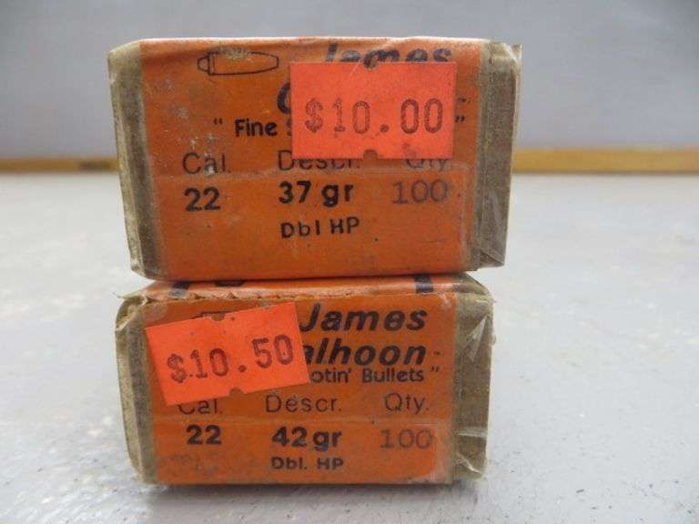 Bullets - J. Calhoon .22 37 & 42gr Dble HP 100/bx - Lambrecht Auction, Inc.