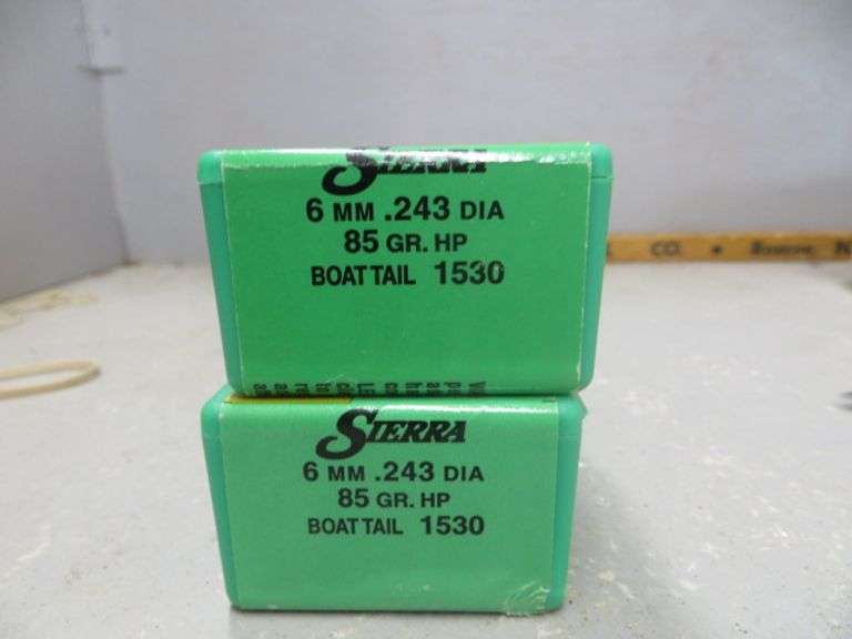 Bullets - Sierra 6mm 85gr HP 100/bx - unopened - Lambrecht Auction, Inc.