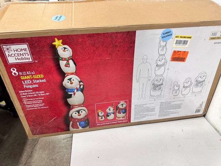 Home Accents Holiday 8 ft. Giant -Sized LED Stacked Penguins Holiday ...