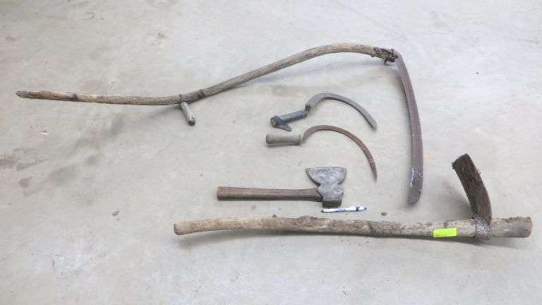 Broad Hatchet, Grub Hoe, Sickles, Scythe - Lambrecht Auction, Inc.