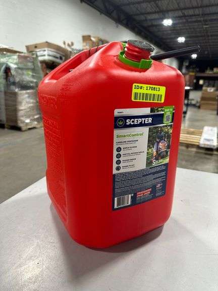 Scepter 5 Gal. Smart Control Gas Can with Rear Handle, Red Fuel Container - Lambrecht Auction, Inc.